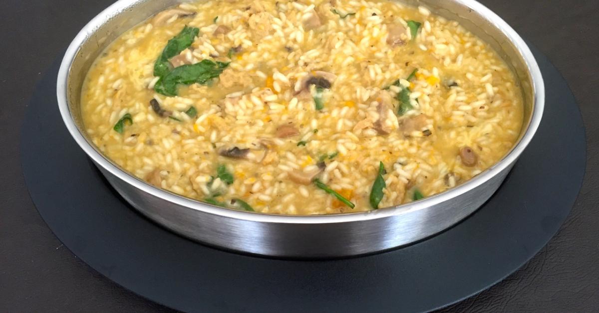 Mock Chicken, Mushroom, Roast Pumpkin and Spinach Risotto by docsta. A ...