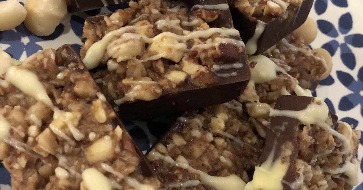 Choc Nut Slice by Sharon Sharland-ThermoVirtuoso. A Thermomix ® recipe ...