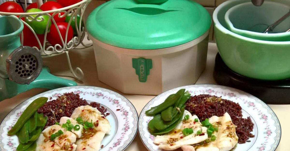 Hoki with Chilli and Ginger dressing and Red Rice by vintage65. A ...