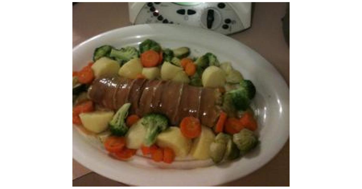 Proscuitto Wrapped Chicken Loaf with Orange Sauce and Spring Vegetables ...